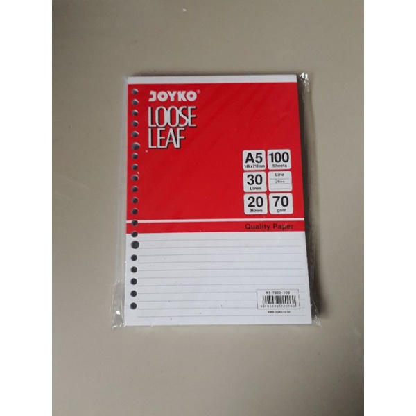 Jual Loose Leaf A5 100 Sheets Joyko Kertas Isi Binder | Shopee Indonesia