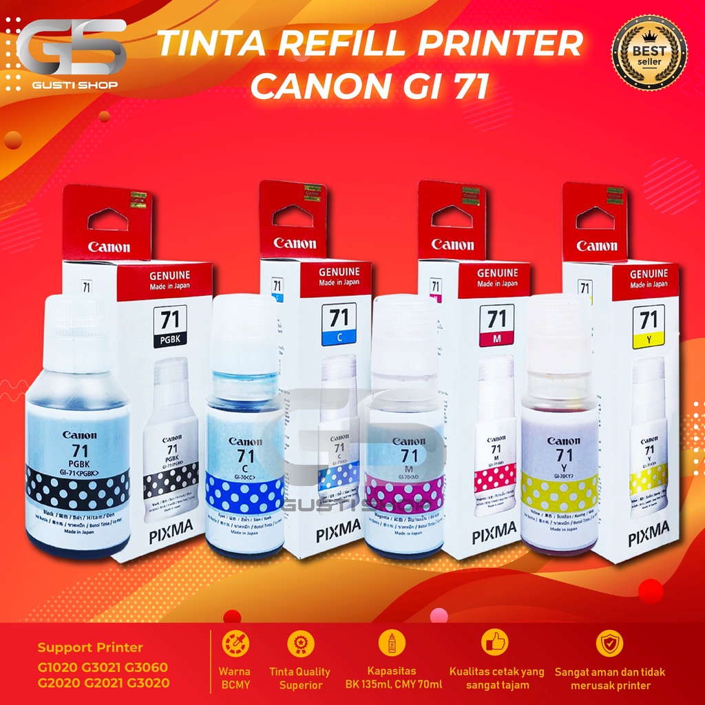 Jual Tinta Canon Gi 71 Refill Printer G3020 G3021 G1020 G2020 G2060 ...