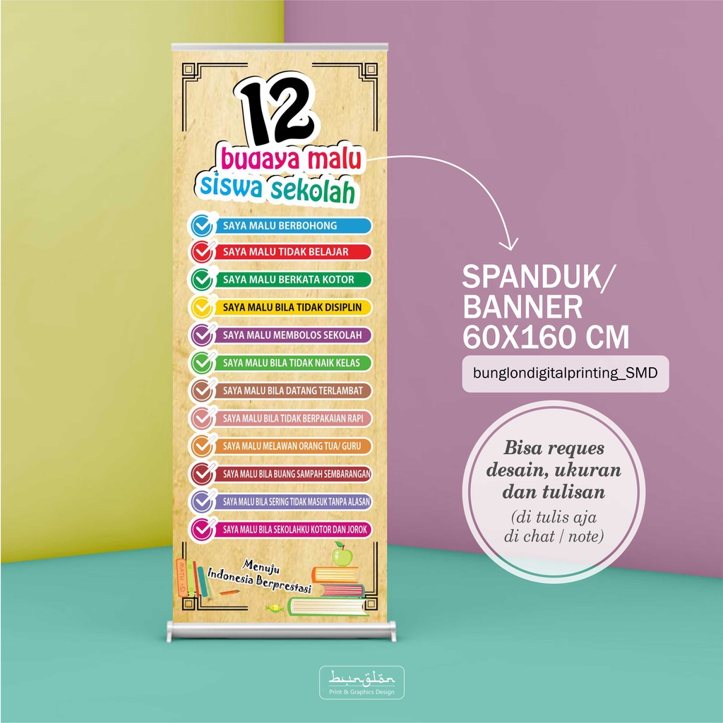 Jual Spanduk, Banner Budaya Malu Siswa, Aturan Ruang Kelas, Pedoman ...