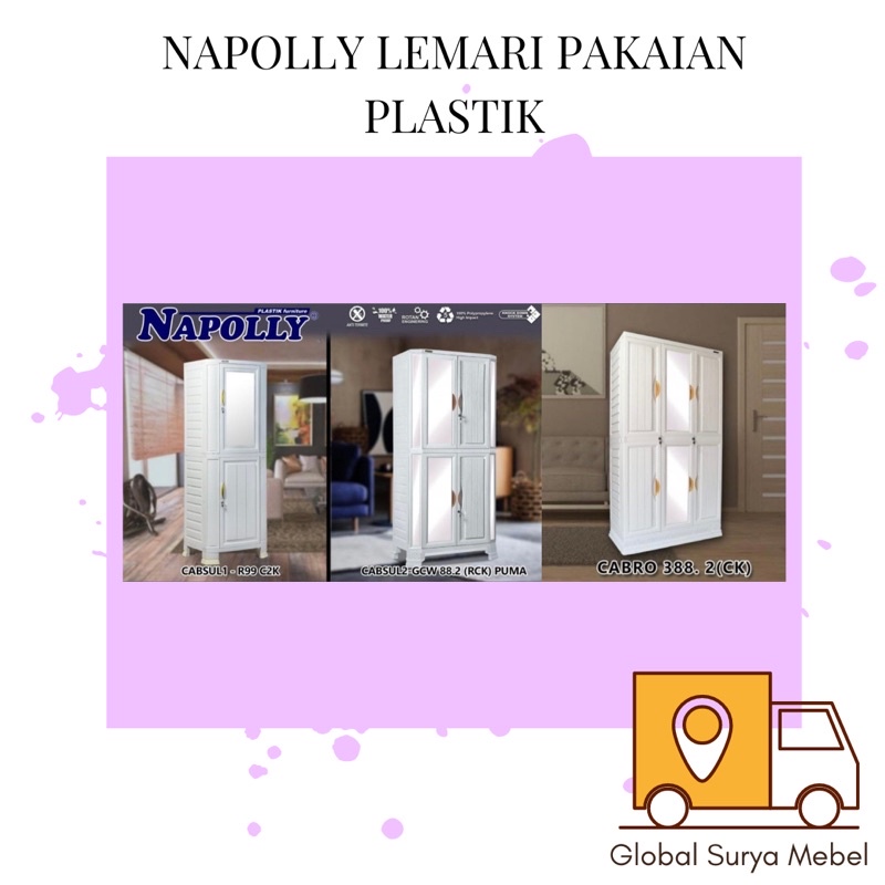 Jual Napolly Lemari Pakaian Plastik 1/2/3 Pintu | Shopee Indonesia