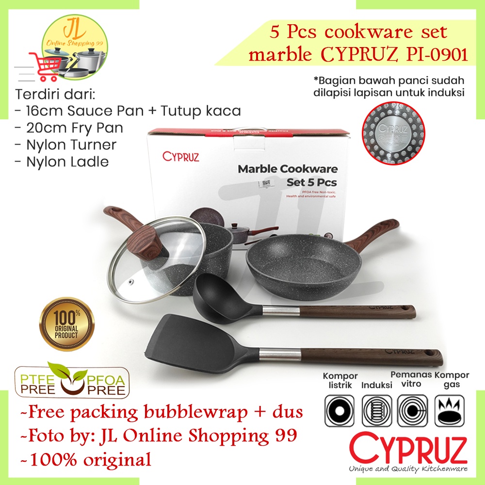Jual CYPRUZ 5pcs cookware set marble CYPRUZ PI-0901 / panci set induksi ...