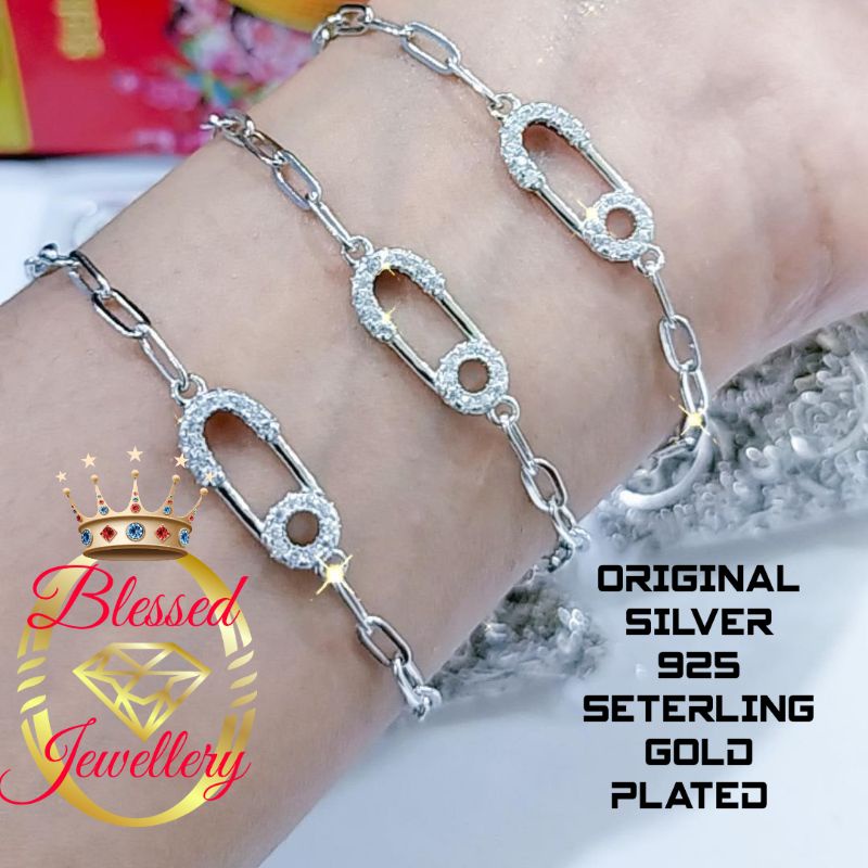 Jual GELANG PERAK ASLI 925 LAPIS EMAS MODEL PAPER CLIP | Shopee Indonesia