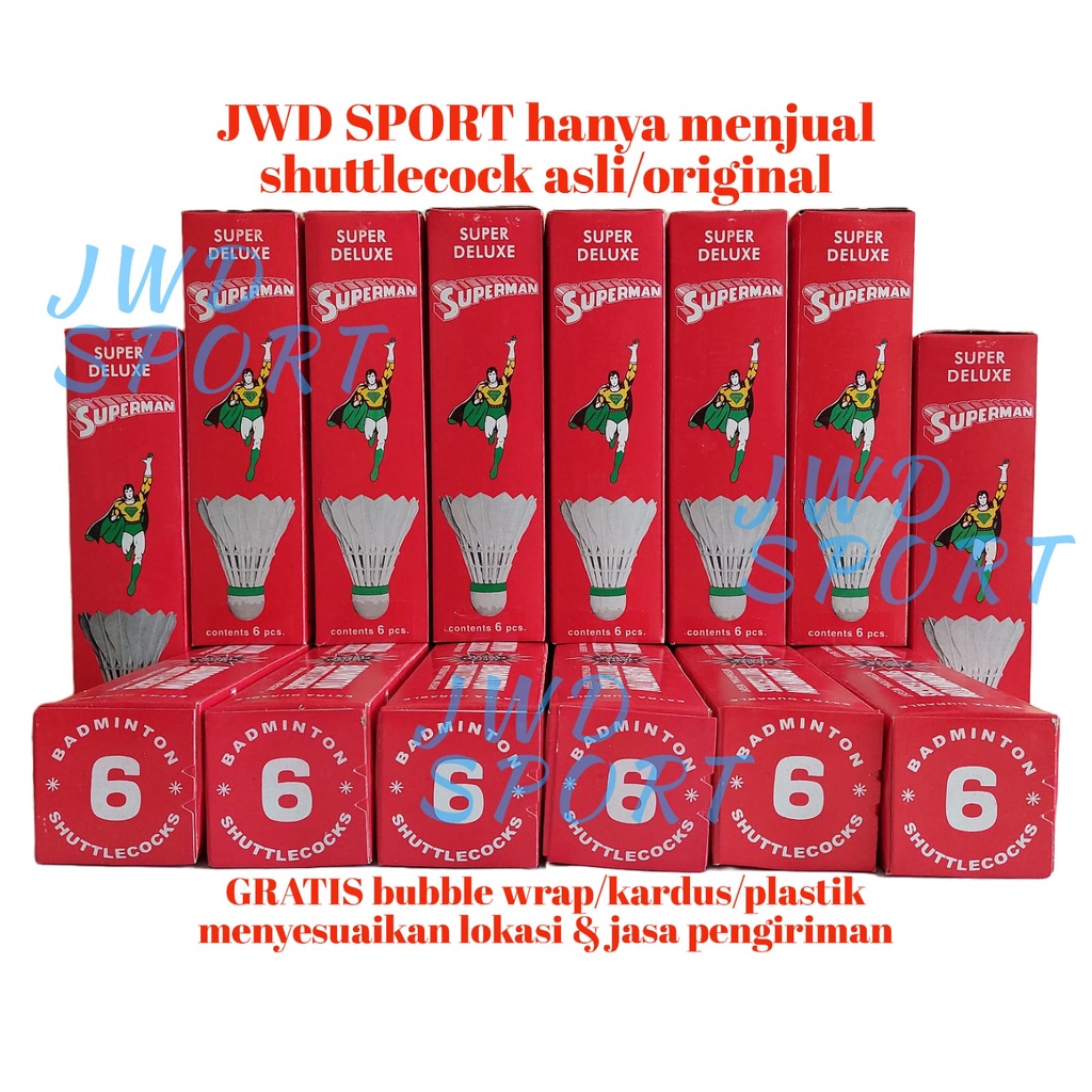 Jual Shuttlecock Superman Super Deluxe Extra Durable Original Isi 6 per ...