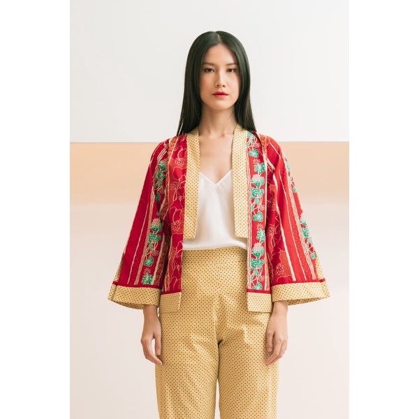 Jual bateeq outer batik wanita Pamela Outer Padma Merah 481 | Shopee Indonesia