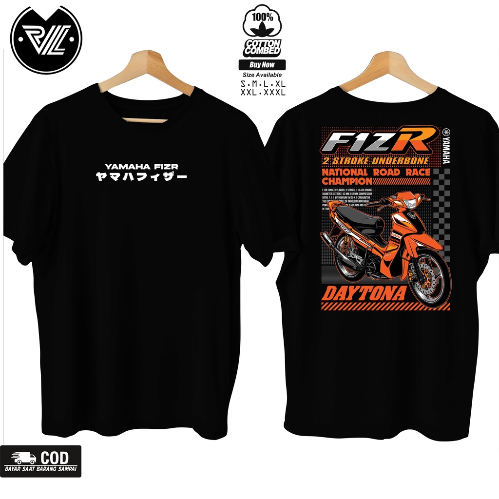 Jual Kaos Motor Yamaha FIZR 2 Stroke New Orange 001 / Kaos Fizr 2 ...