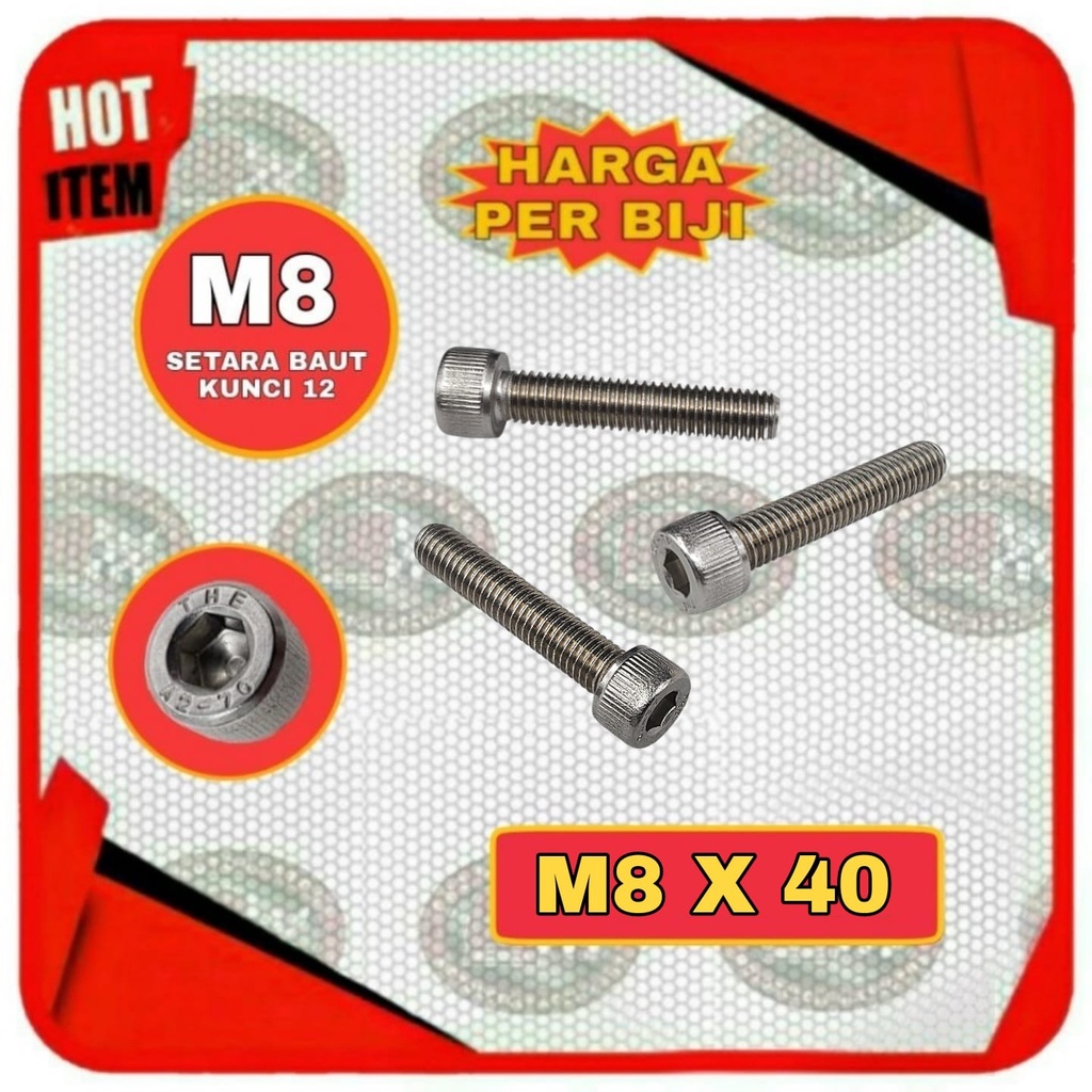 Jual Baut L STAINLESS M8 x 40 || M6x80 ( Setara Baut Kunci 12 | Panjang 40 mm / 4 cm ) | Shopee ...