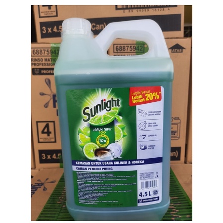 Jual SUNLIGHT PROFESIONAL JERUK NIPIS 4,5 L (Cairan sabun pencuci piring) | Shopee Indonesia