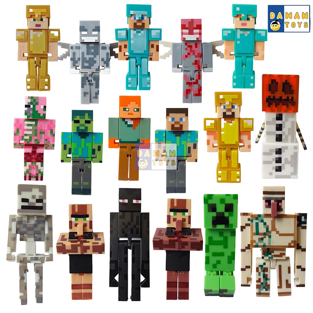 Jual Pajangan Figure Minecraft.Enderman Zombie Alex Steve Miniatur Mine ...