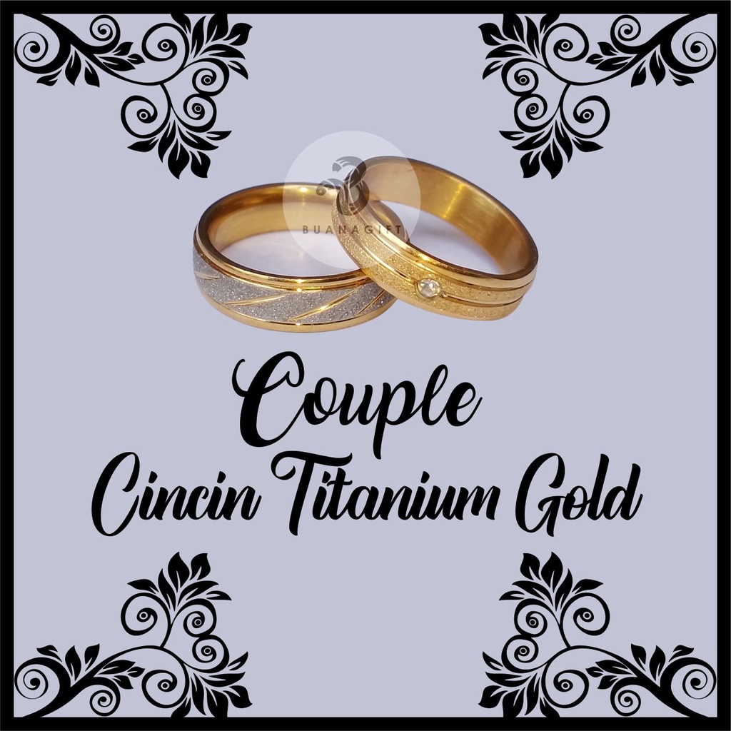 Jual Buanagift - Cincin Titanium Gold Motif Premium anti karat - Free ...