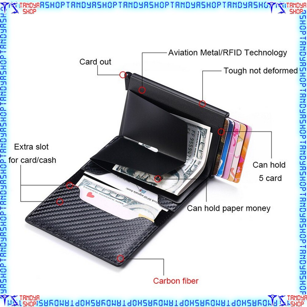 Jual Dompet Kartu Lontar Anti Scan RFID Block Auto Pop Up Card Holder ...