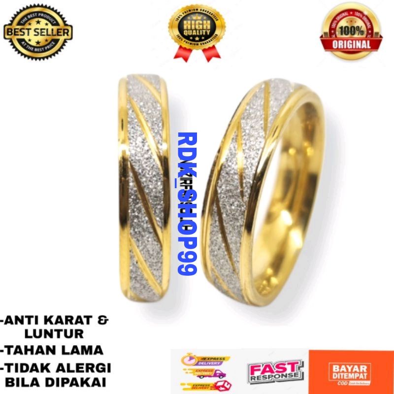 Jual Cincin Titanium/Couple Pasir Garis Miring Kuning | Shopee Indonesia
