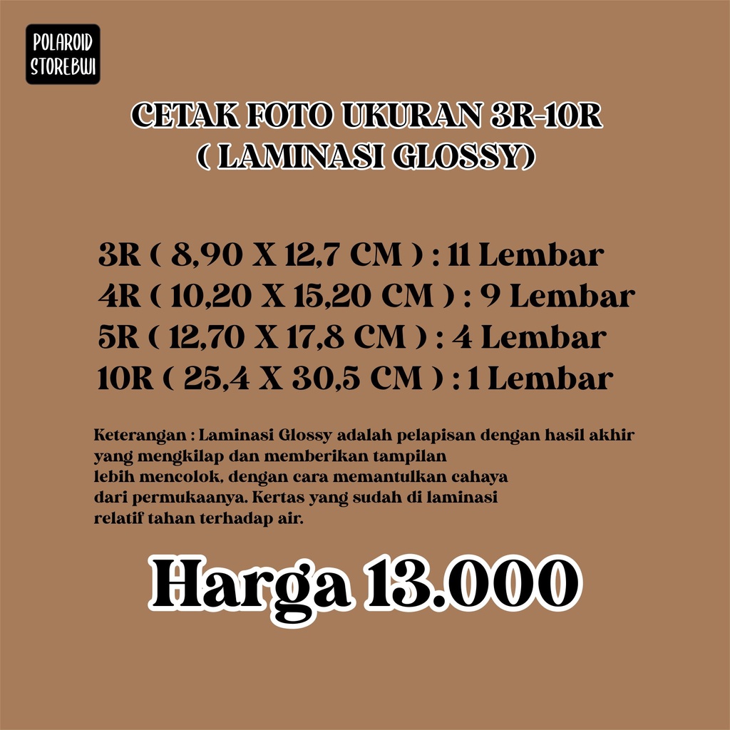 Jual Cetak Foto Laminasi Glossy Ukuran 3R,4R,5R, dan 10R | Shopee Indonesia