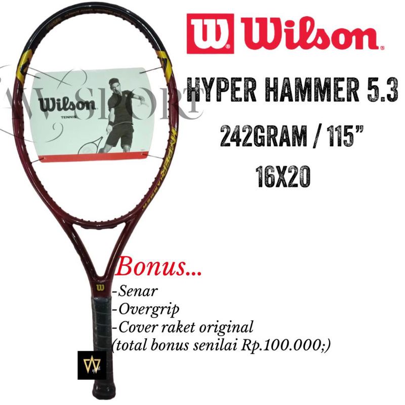 Jual Raket Tenis Wilson HYPER HAMMER 5.3 Berat : 242g 115" / Tennis Racket | Shopee Indonesia