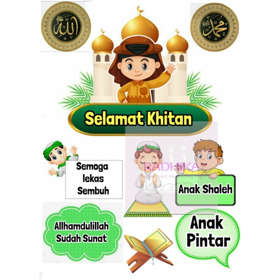 Jual Topper hiasab kue khitan khitanan sunat custom nama | Shopee Indonesia