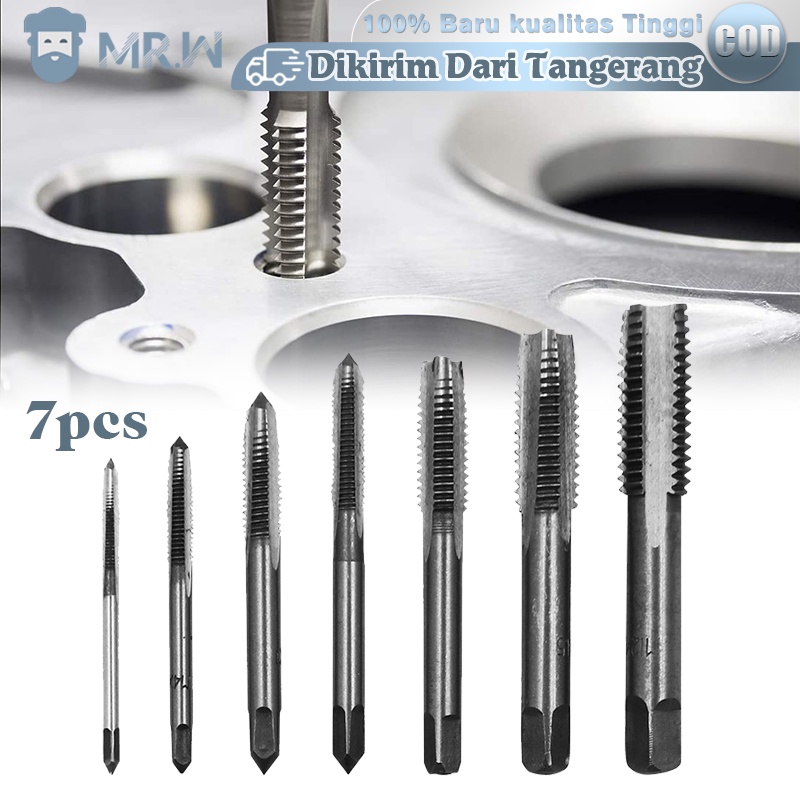 Jual Mata Bor Pembuat Ulir Sekrup 7pcs Mata Bor Tap Die Set M3-M12 Drat Mur Baut Tap Drill Set ...