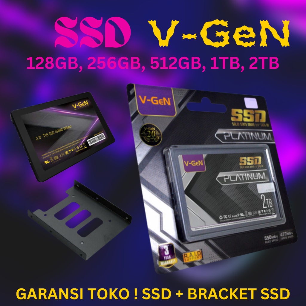 Jual SSD V-GeN 128GB 256GB 512GB 1TB V-GeN 120GB 240 GB 480GB 960GB V-GeN + BRACKET | Shopee ...