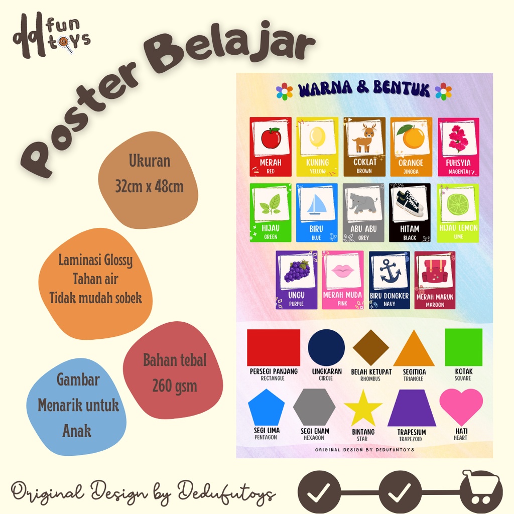 Jual POSTER WARNA DAN BENTUK UNTUK ANAK PAUD TK POSTER BELAJAR | Shopee ...