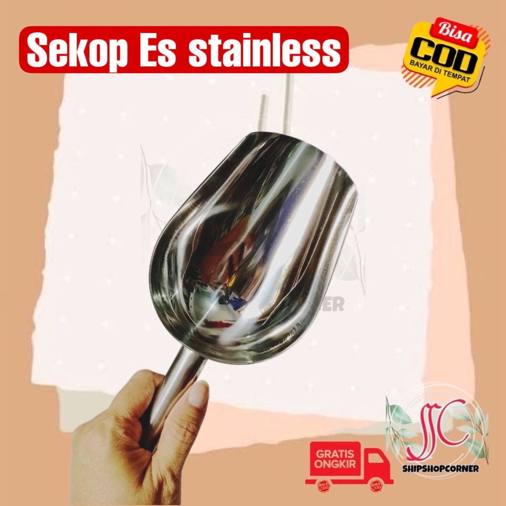 Jual Sendok serok Es Batu Tepung Beras Stainless Steel Ice Cube Scoop ...