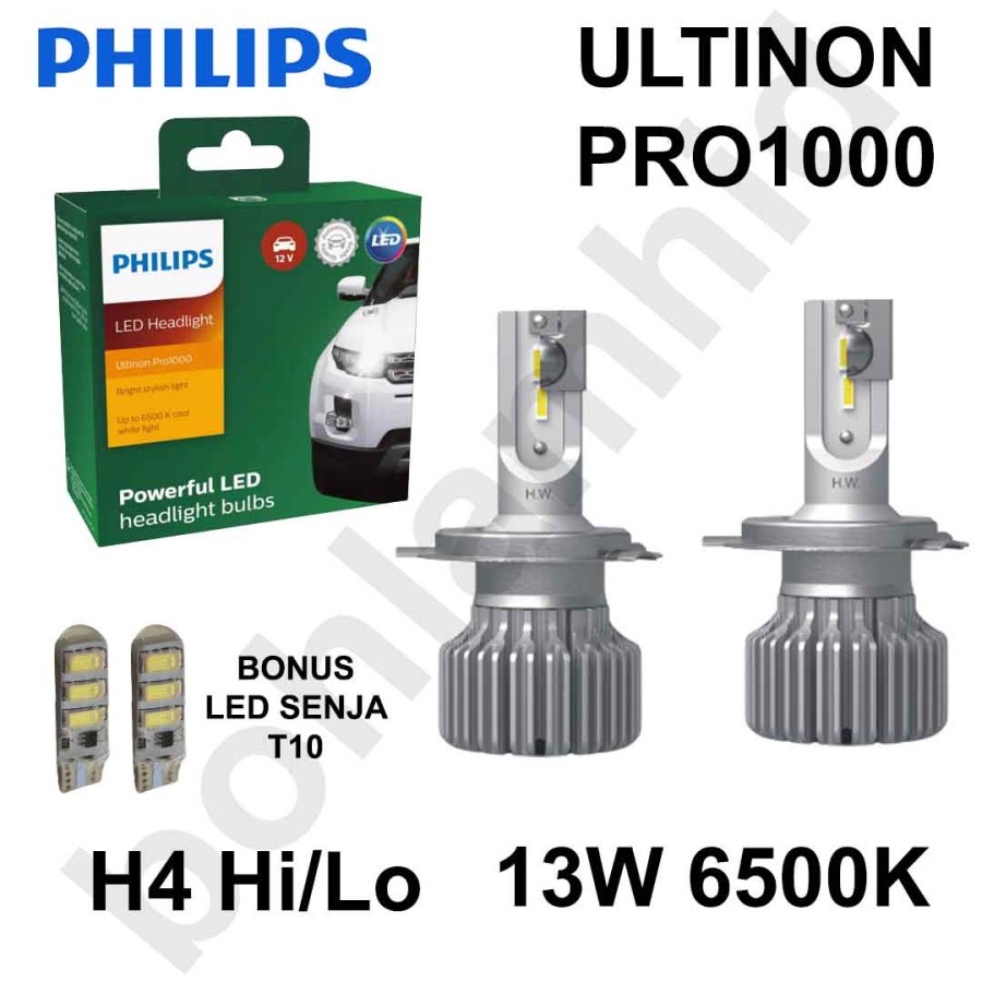 Jual Lampu LED Mobil H4 Hi Lo Philips Ultinon Pro1000 6500K PRO 1000 ...