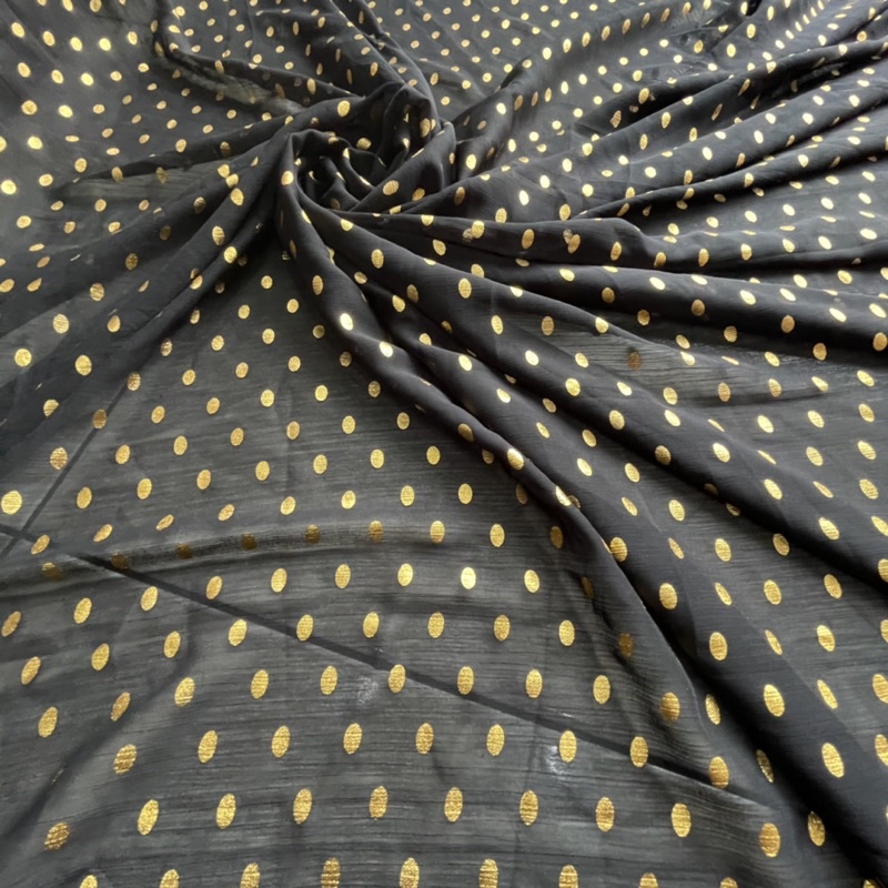 Jual Kain emas / Sifon polka emas / kain ceruty emas / kain gliter ...