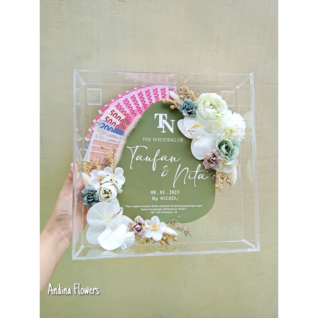 Jual (size 30x30x5 cm akrilik sleding) Mahar Sage Green / Mahar Sleding ...