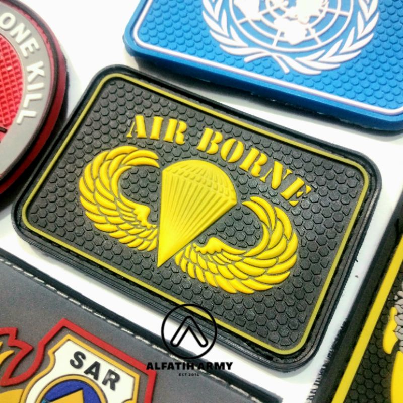 Jual Patch rubber Air Borne Velcro Emblem Karet 7 cm Premium AlFatih Army | Shopee Indonesia
