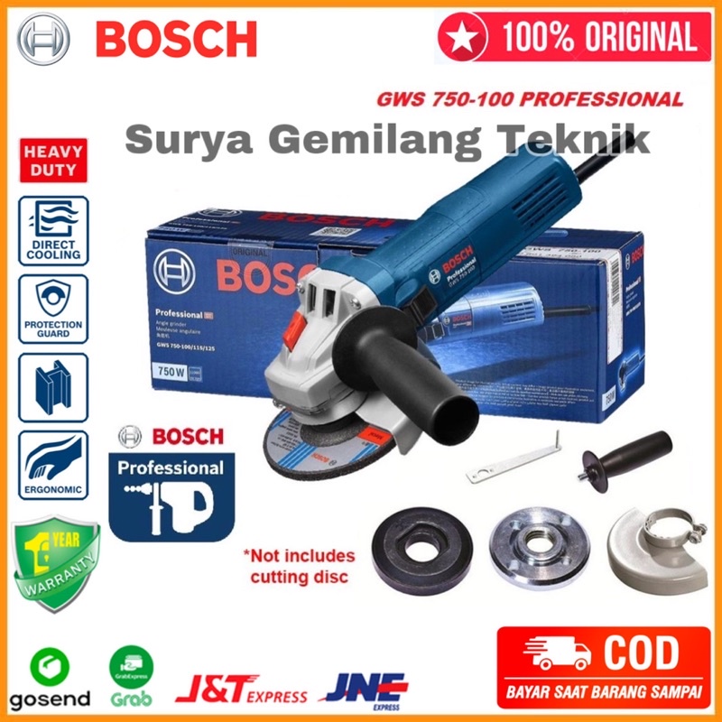 Jual Bosch GWS 750-100 4" Angle Grinder / Gerinda Tangan 4 Inch Mesin ...