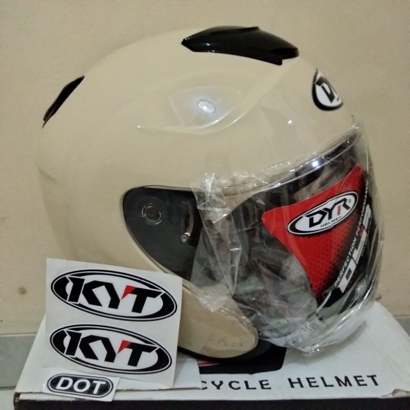 Jual helm dyr osaka cream glossy+ stiker kyt set | Shopee Indonesia