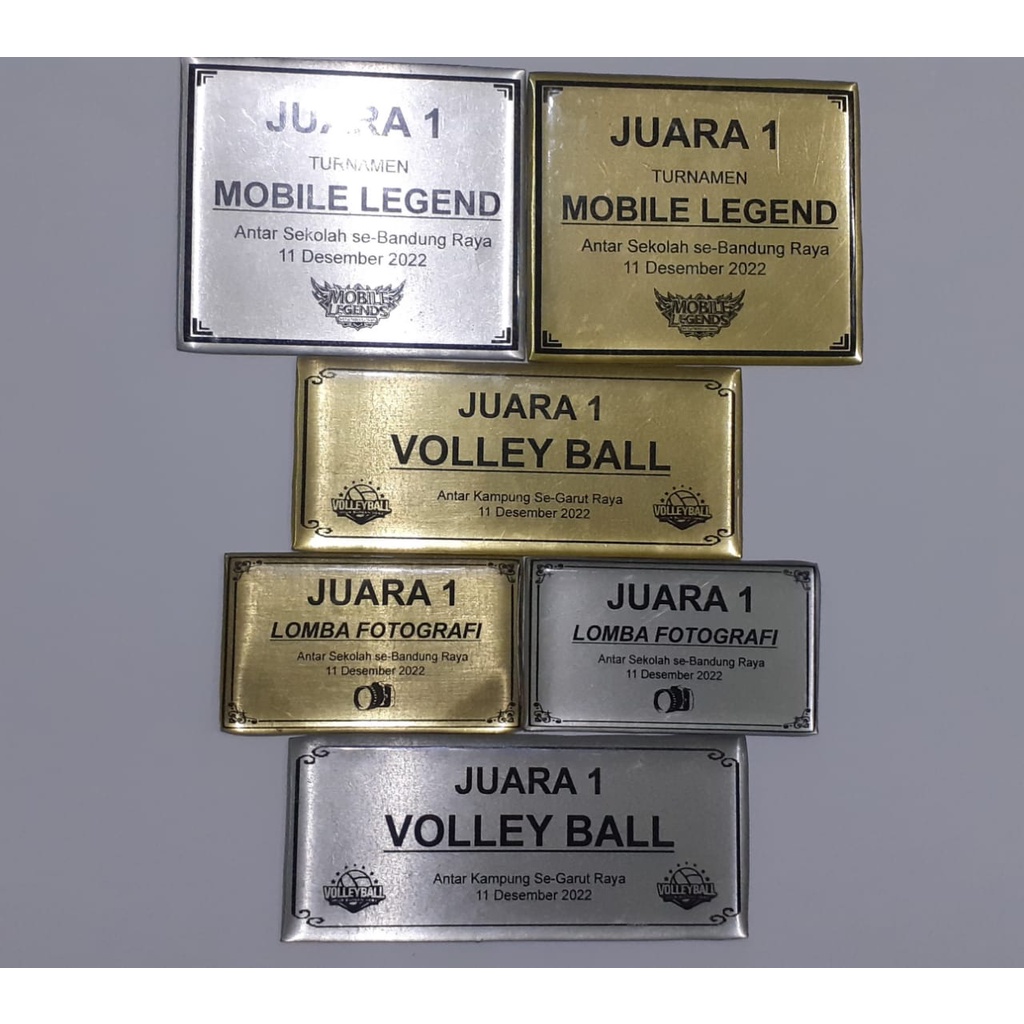 Jual PLAT LABEL KUNINGAN/STAINLESS/AKRILIK CUSTOM UNTUK TROPHY/PIALA ...