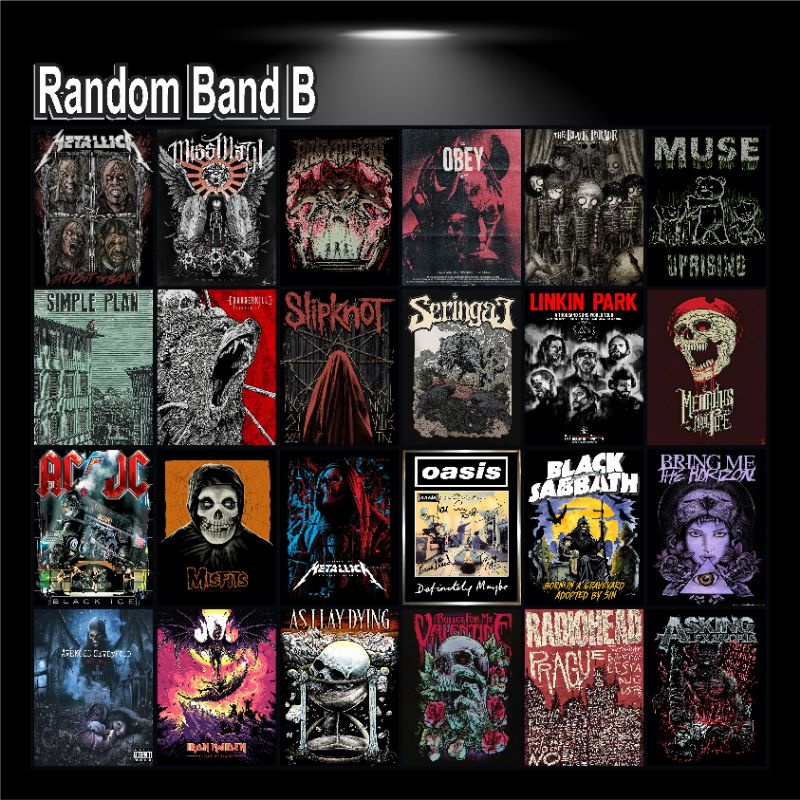 Jual poster dinding tema band A4 & A5 metal punk hardcore random isi ...