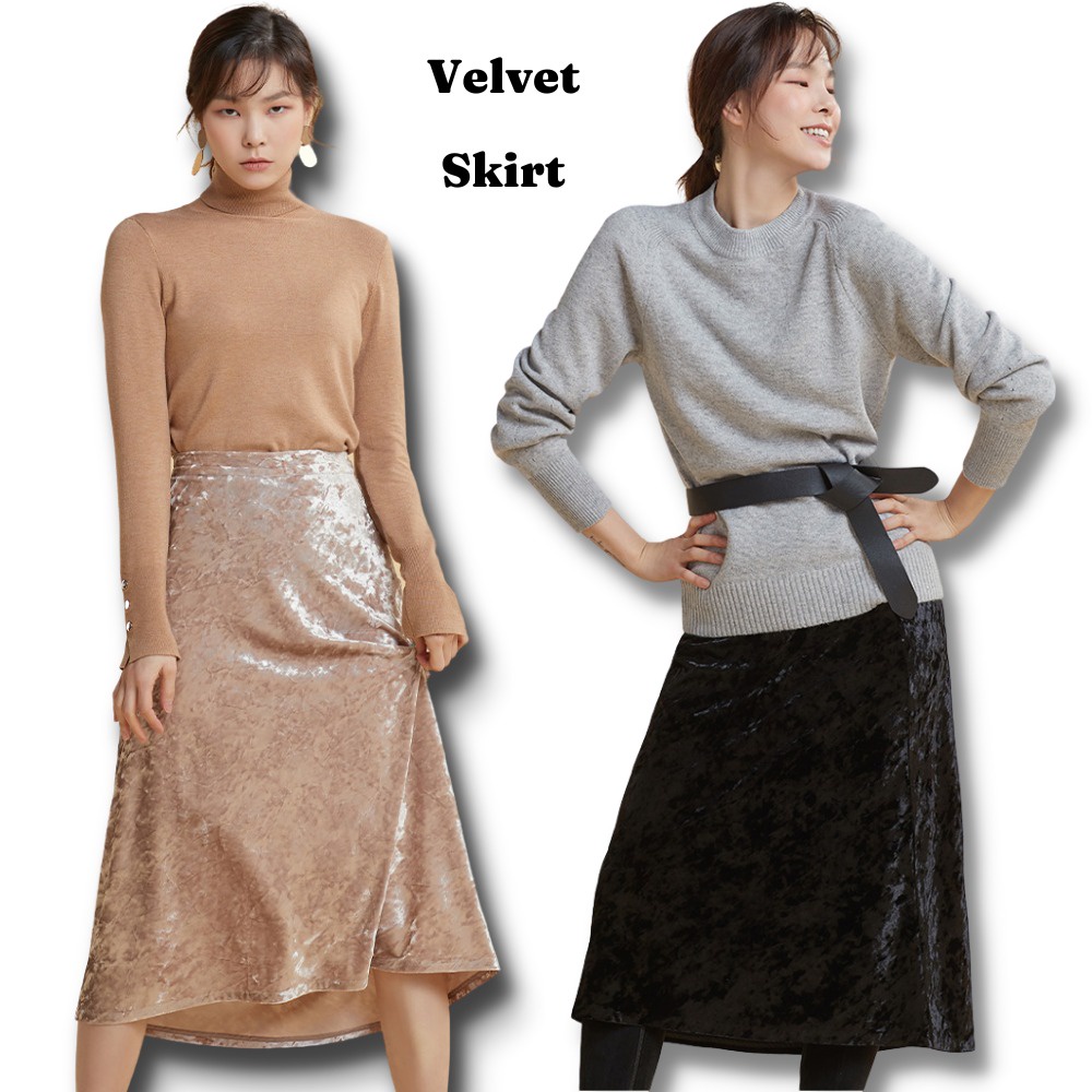 Jual Rok Rampel Midi Wanita Bludru (LPF07 VELVET MIDI SKIRT) | Shopee ...