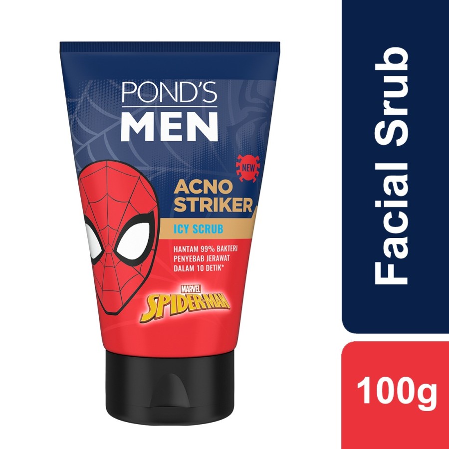 Jual PONDS MEN ACNE STRIKER FACIAL SCRUB 100G SPIDER MAN EDITION ...