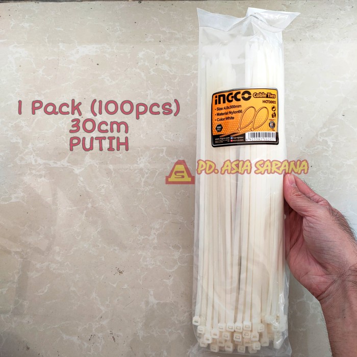 Jual [300mm] Cable Ties Putih Nylon 66 INGCO HCT3002 Pengikat Kabel ...