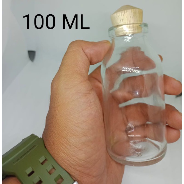 Jual BOTOL KACA TUTUP KAYU 50ml 100ml 250ml BOTOL ASI || BOTOL JUS ...