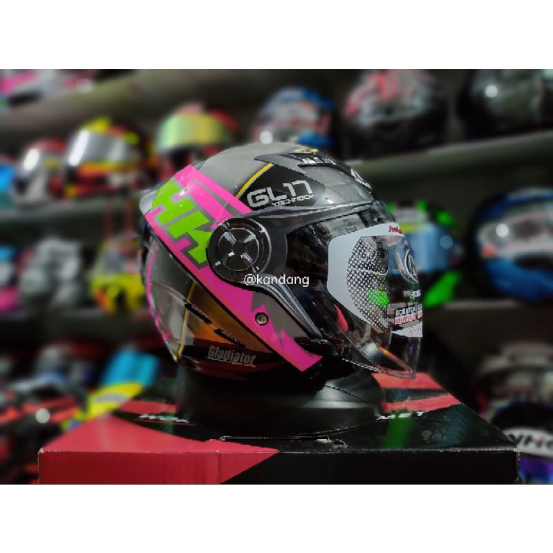Jual NHK GLADIATOR GL17 ALL WARNA HELM OPEN FACE DOBLE VISOR | Shopee ...