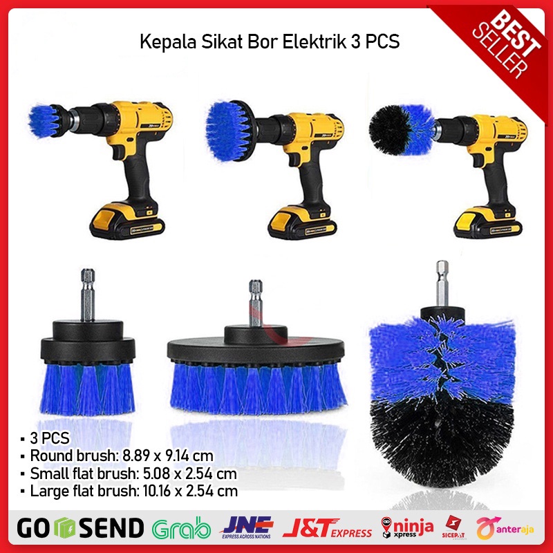 Jual Power scrubbers brush set 3pcs sikat pembersih as adapter bor ...