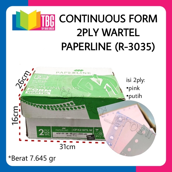 Jual 1 BOX CF 2 PLY WARTEL PAPERLINE CONTINUOUS FORM KERTAS NOTA KASIR ...