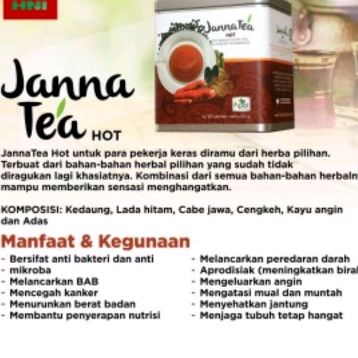 Jual Janna Tea Hot, teh herba dengan sensasi menghangatkan tubuh ...