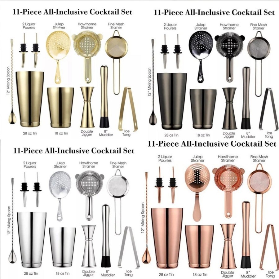 Jual premium set 11pcs boston shaker bartender tools paket shaker bar ...