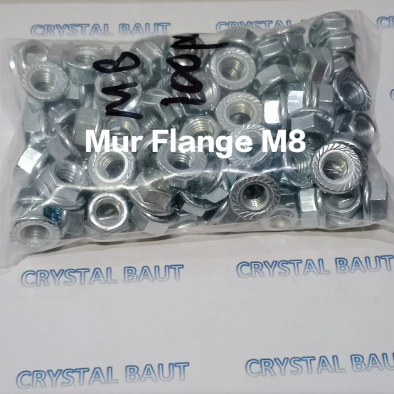 Jual (100pcs)Mur Flange M8 Putih Mur topi M8 Mur kunci 12 putih ...