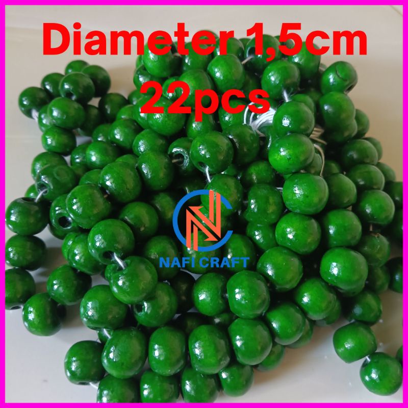 Jual manik bulat kayu 15mm bahan kerajinan macrame | monte kayu bulat ...