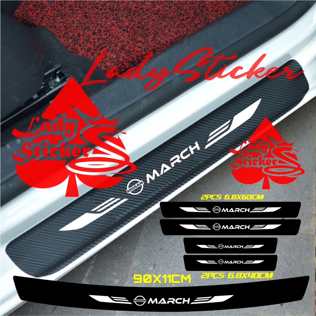 Jual 5pcs sticker sill plate carbon 3d mobil march sticker karbon 3d ...
