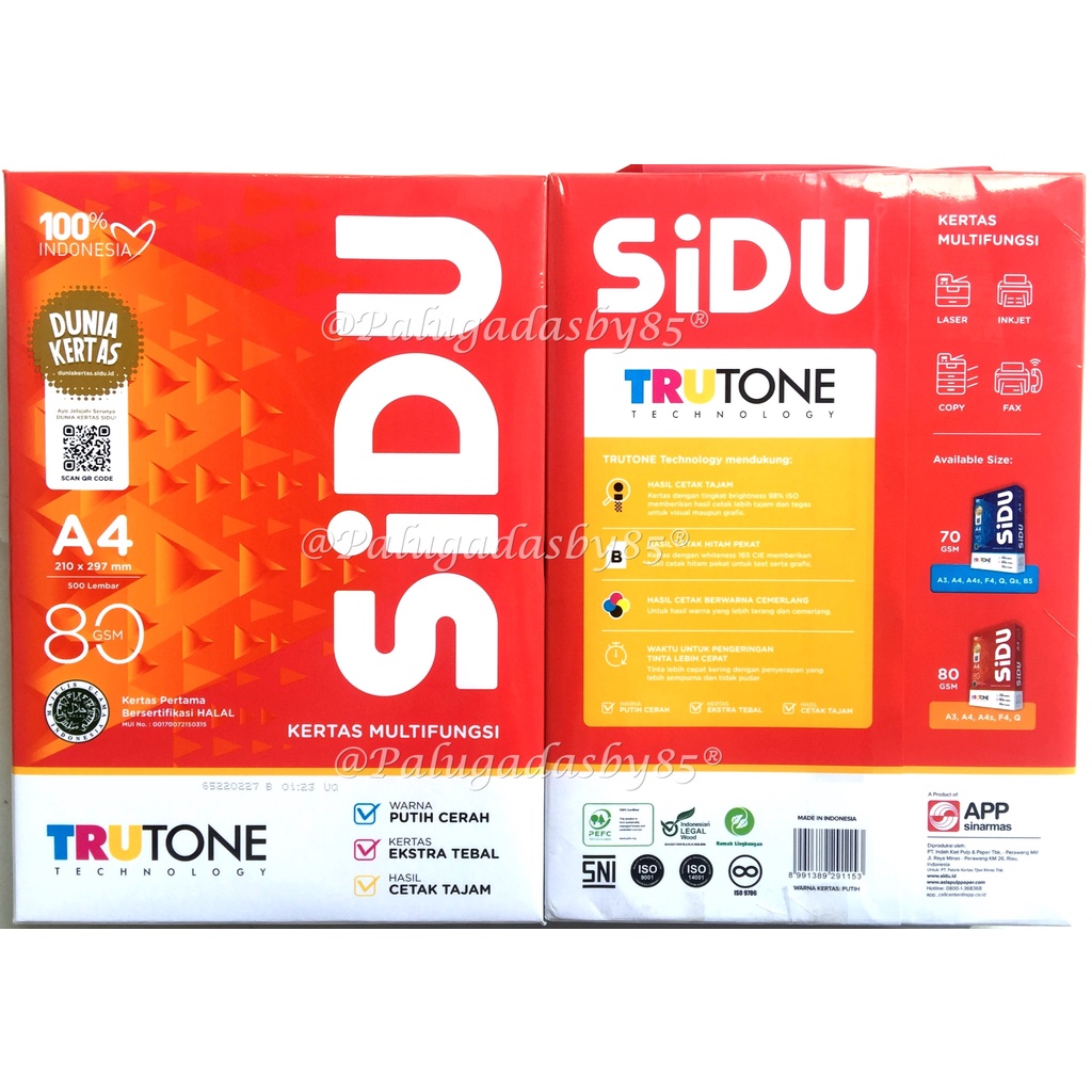 Jual Kertas HVS Sidu A4 80 Gram (1 Pak) / Kertas HVS Sinar Dunia A4 80 / Sidu Kertas HVS / HVS ...