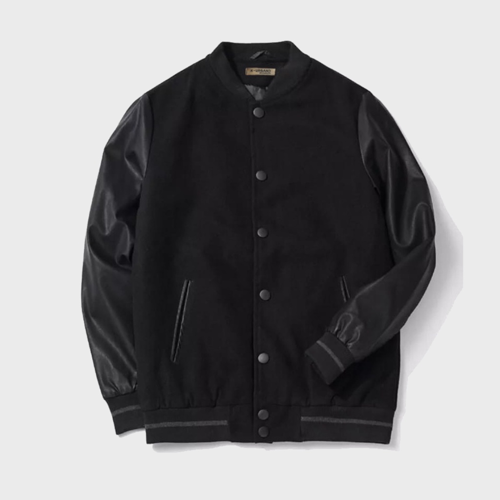Jual Jaket Baseball Varsity Premium Hitam Polos Elegant Original ...
