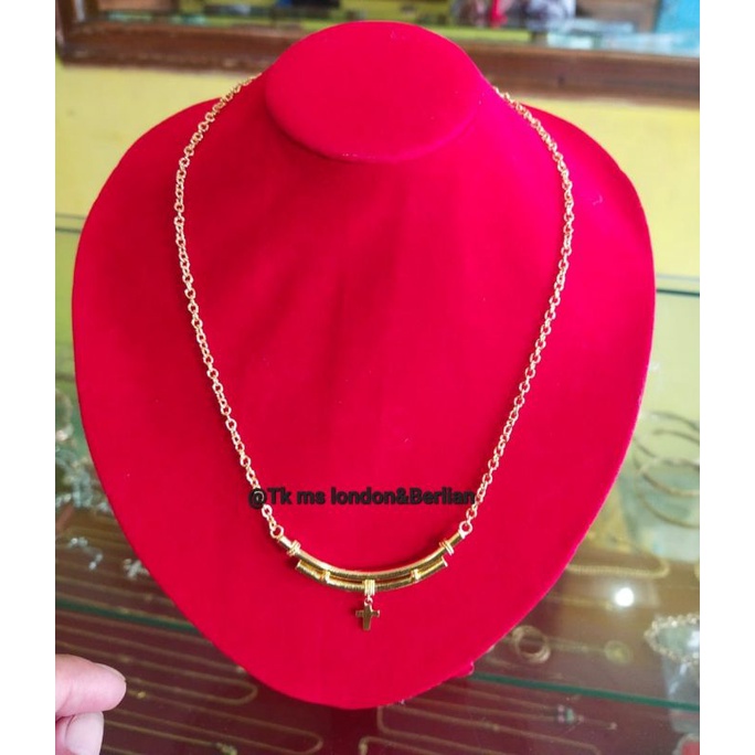 Jual Rante Bambu Pake Liontin Salib Mas LM 24K Kadar 999,9%. | Shopee ...
