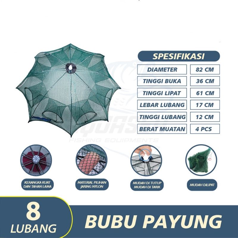 Jual Bubu payung / jaring ikan / perangkap ikan 8 lubang | Shopee Indonesia