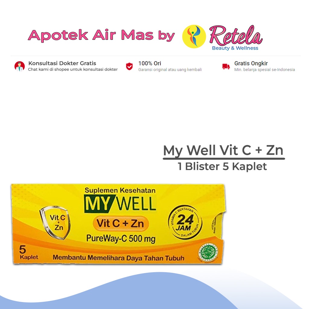 Jual MY WELL PUREWAY-C 500MG 1 CATCHCOVER 5 TABLET | Shopee Indonesia