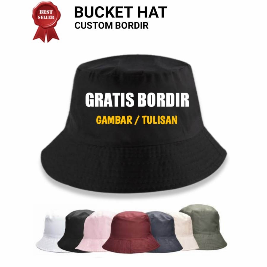 Jual Topi Bucket Custom Request Bordir Gambar dan Tulisan | Shopee ...