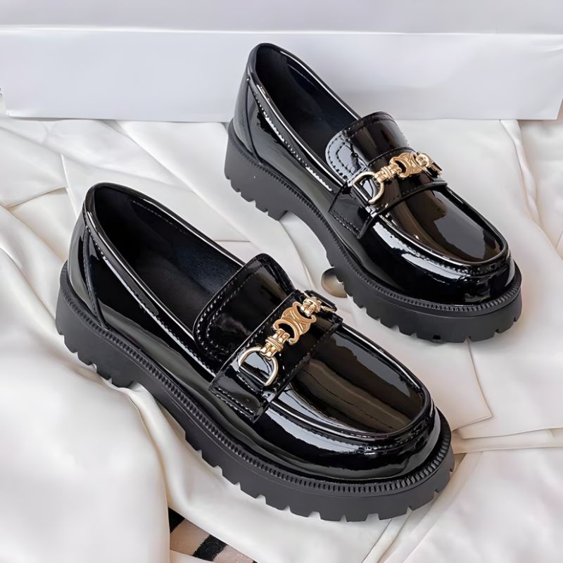 Jual Sepatu Docmart Wanita Hitam Gesper Hak Datar Kasual Import Premium ...
