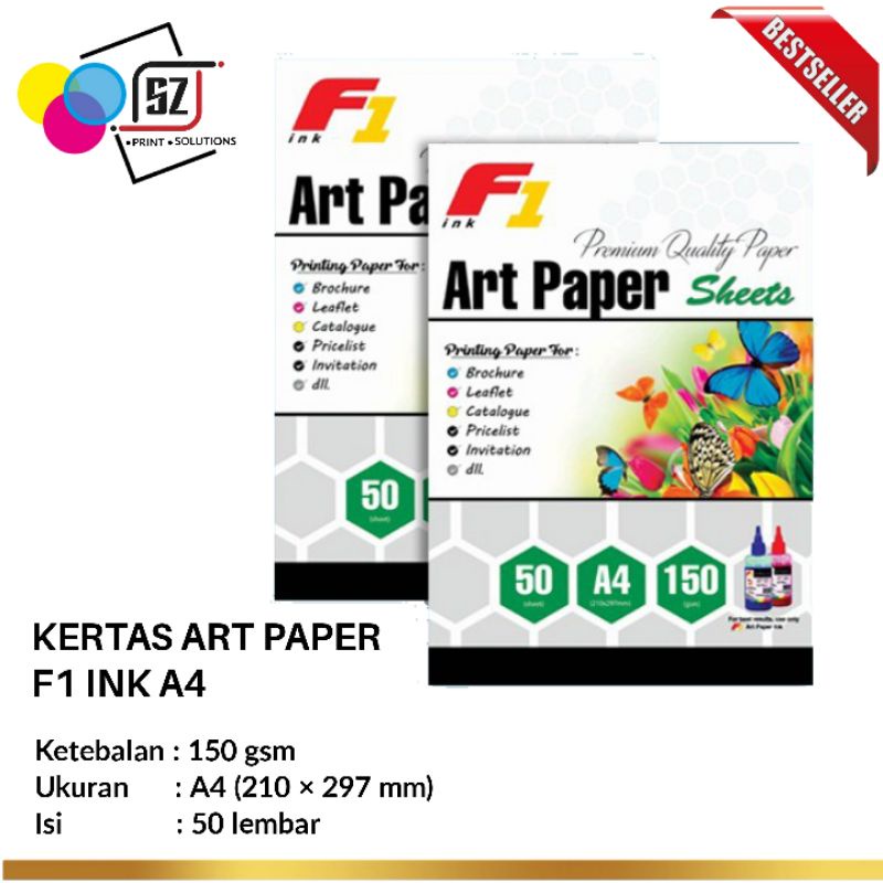 Jual Kertas Art Paper F1 Ink - Ukuran A4 isi 50 Lembar 150gsm | Shopee ...